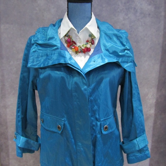 Ruby Rd. | Jackets & Coats | Ruby Rd Shimmer Peacock Blue Jacket Size 4 ...
